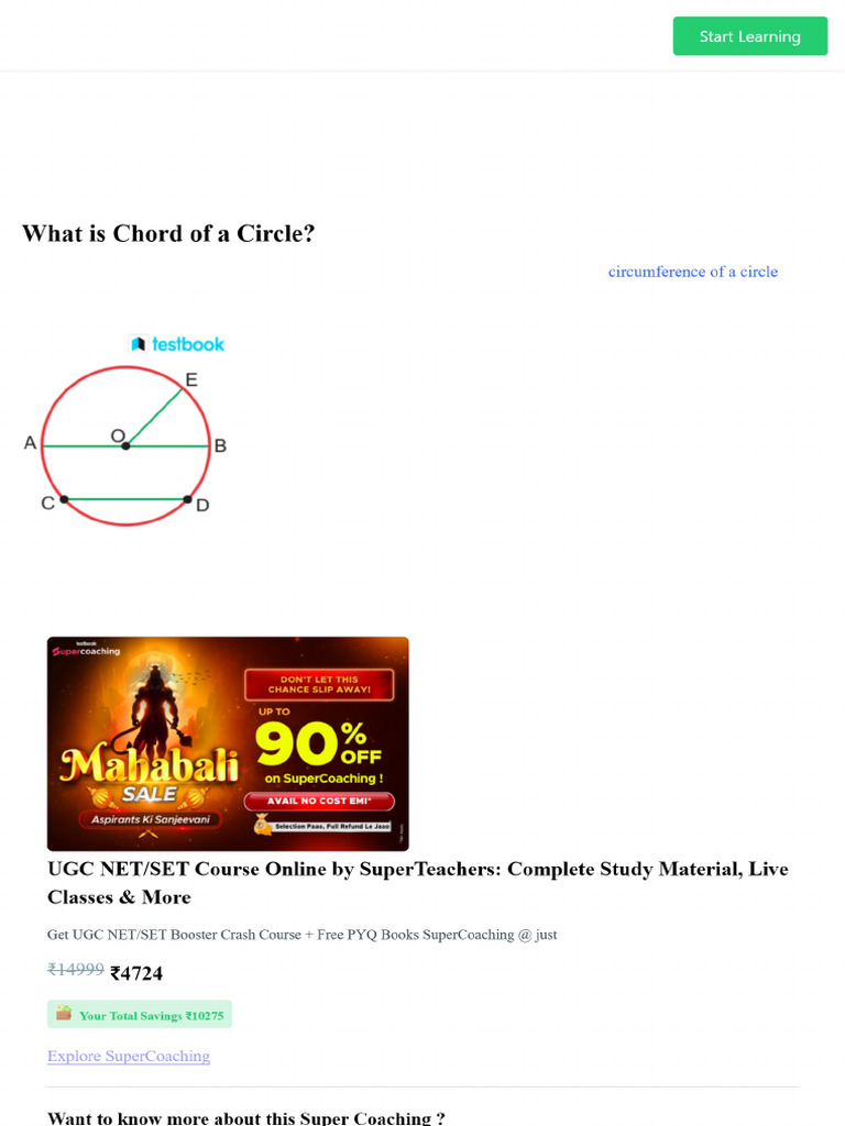 Chord of A Circle Length Formula, Theorems & Properties | PDF