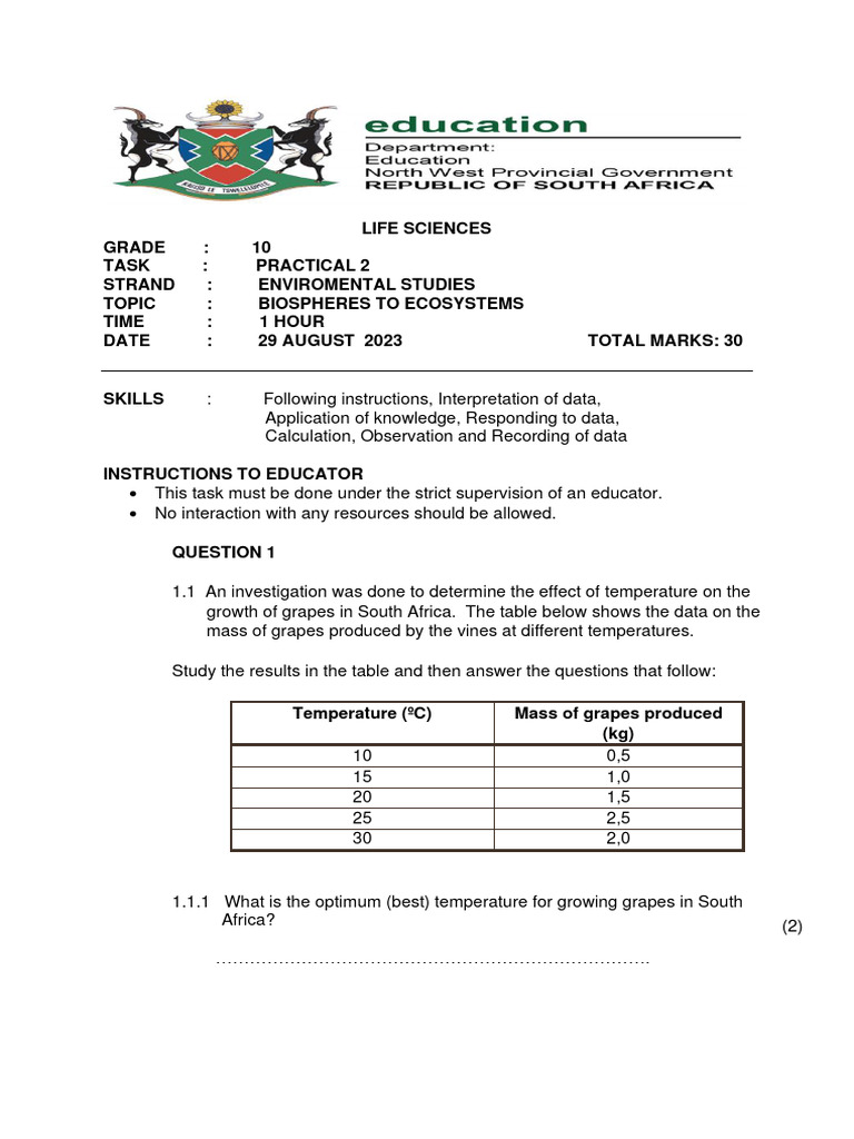GRD 10 T3 Practical (Eng) Corrected | PDF | Earth Sciences