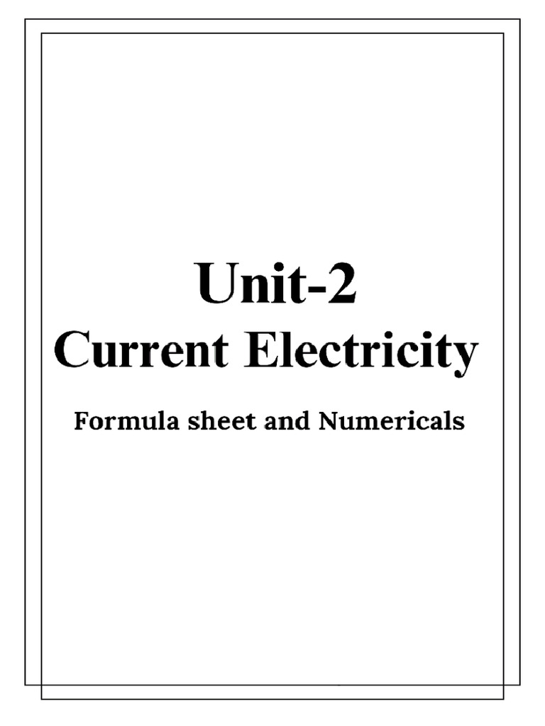 Unit-2 Formula Sheet & Numericals | PDF