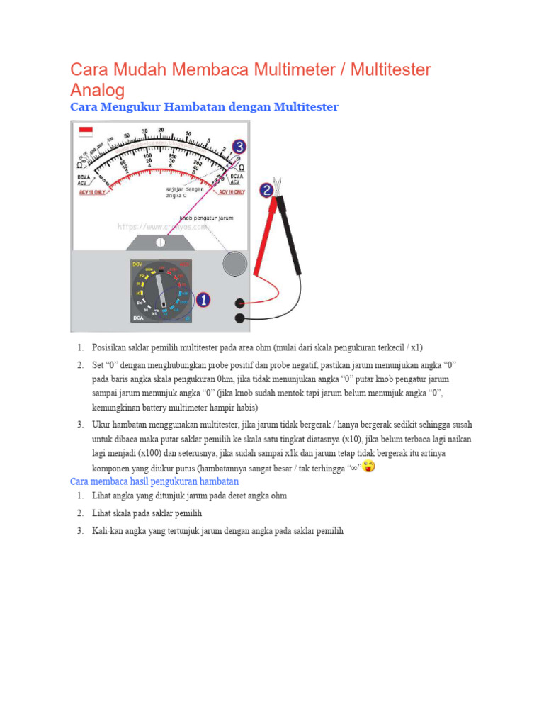 Cara Mudah Membaca Multimeter | PDF | Metode & Bahan Ajar | Teknologi ...