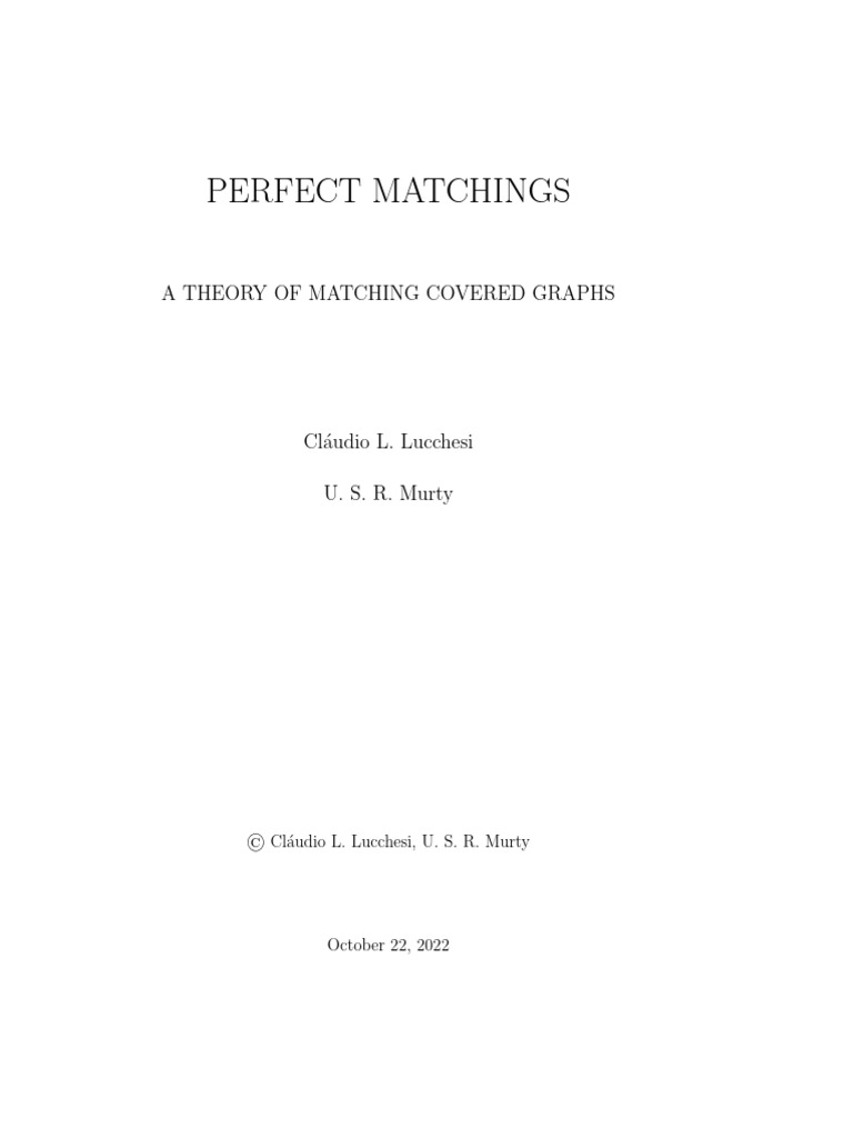 Perfect Matchings | PDF | Vertex (Graph Theory) | Graph Theory