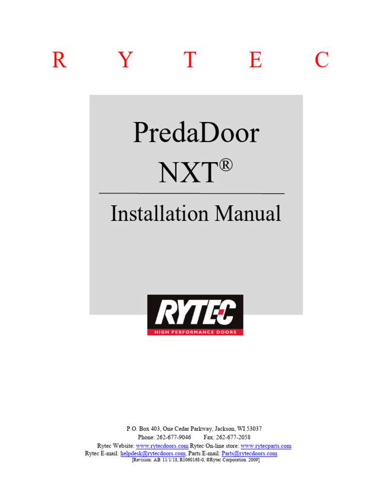 Manual Puerta Rollo Predadoor Rytec | PDF | Screw | Door