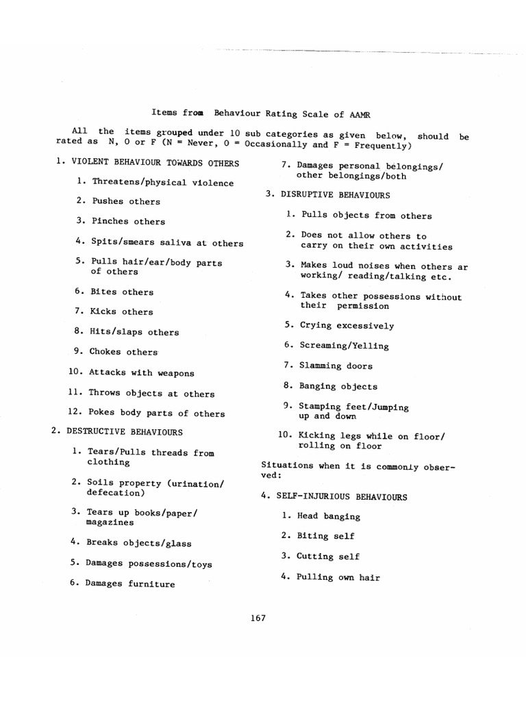 AAMR Behaviour Rating Scale | PDF