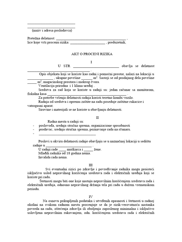 Akt o Proceni rizika-STR | PDF