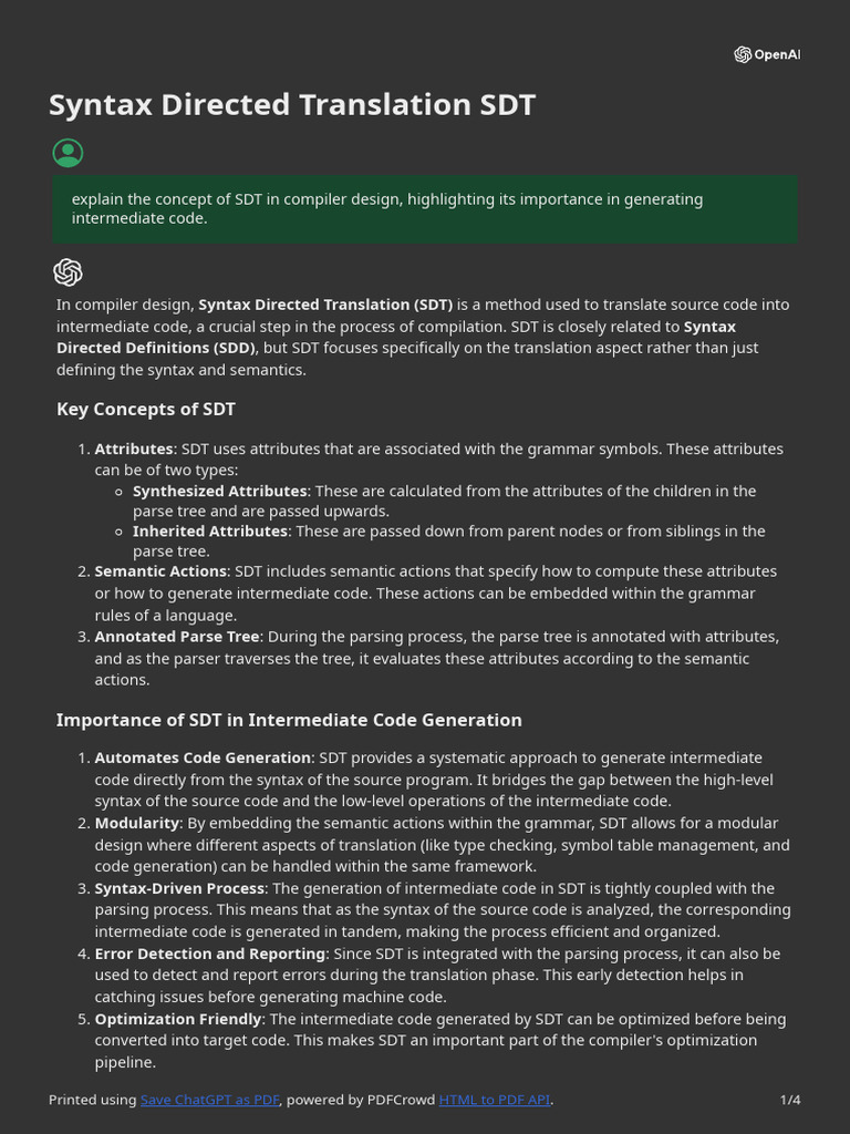 Syntax Directed Translation SDT | PDF | Parsing | Compiler
