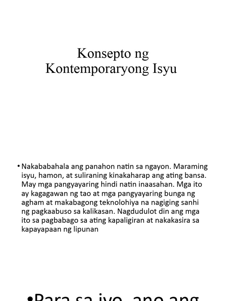 Konsepto NG Kontemporaryong Isyu | PDF | Globalization | Poverty