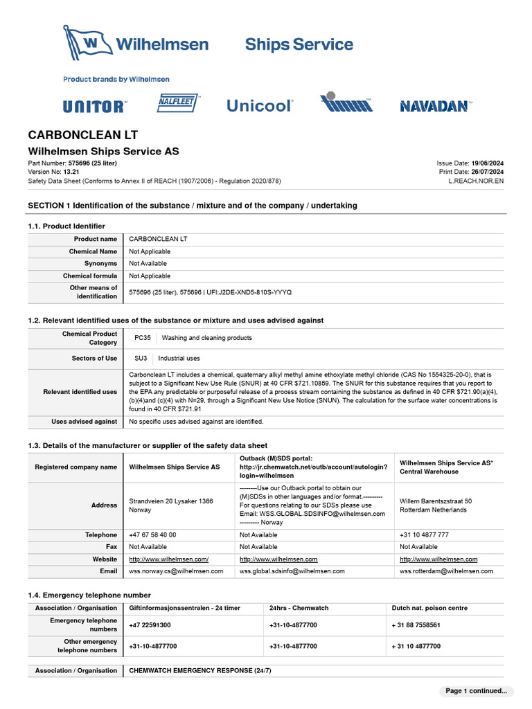 CARBONCLEAN LT Safety Data Sheet | PDF | Toxicity | Fires