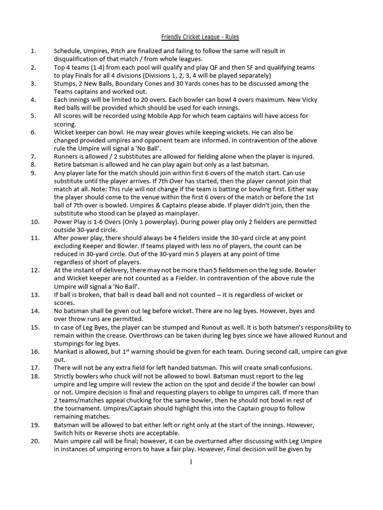FCL-Rule Book-S8-v1 | PDF | Bowling (Cricket) | Cricket