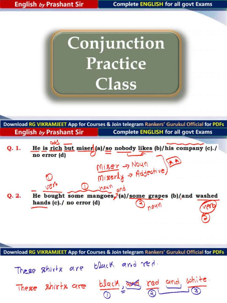 197_Conjunction_practice_04_Class_notes_GRAMMAR_CONJUNCTION | PDF