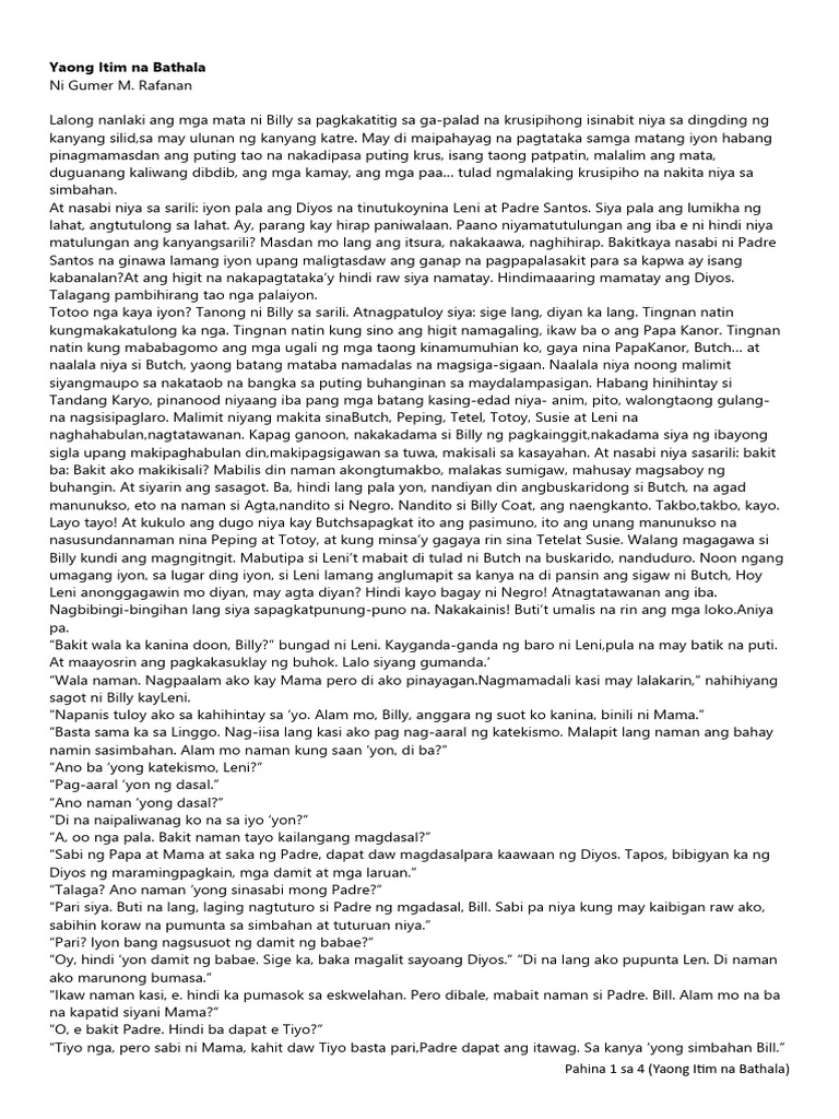 Yaong Itim Na Bathala | PDF