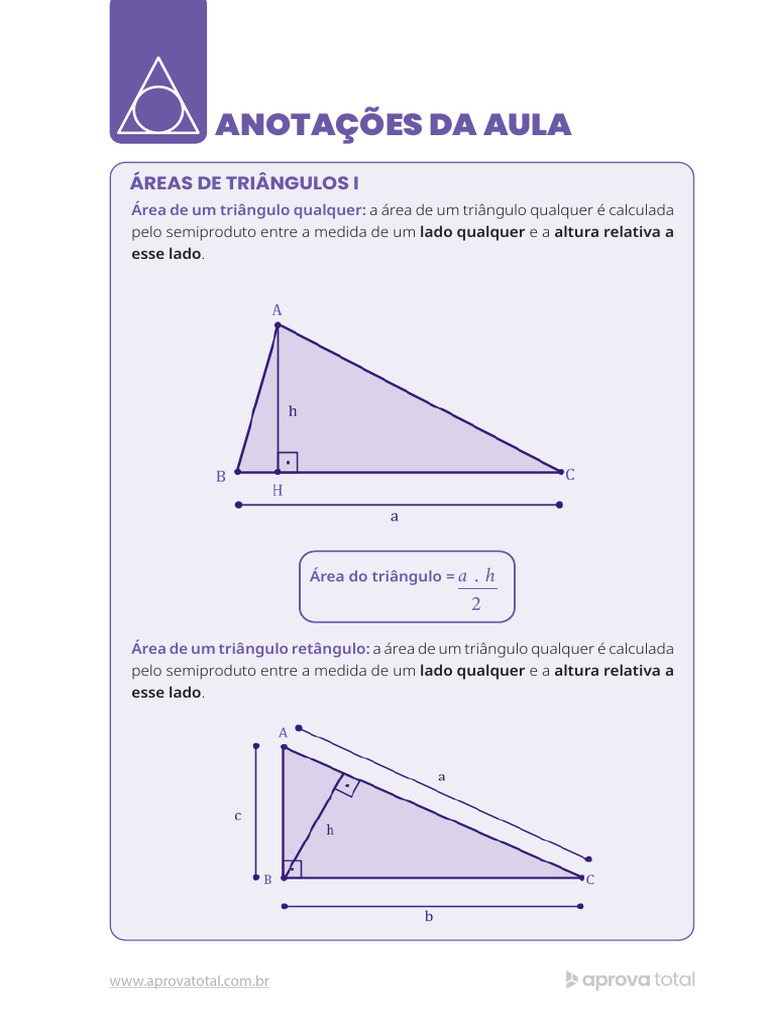 MTM An Geometria Plana Áreas de Triângulos I | PDF | Métodos e ...