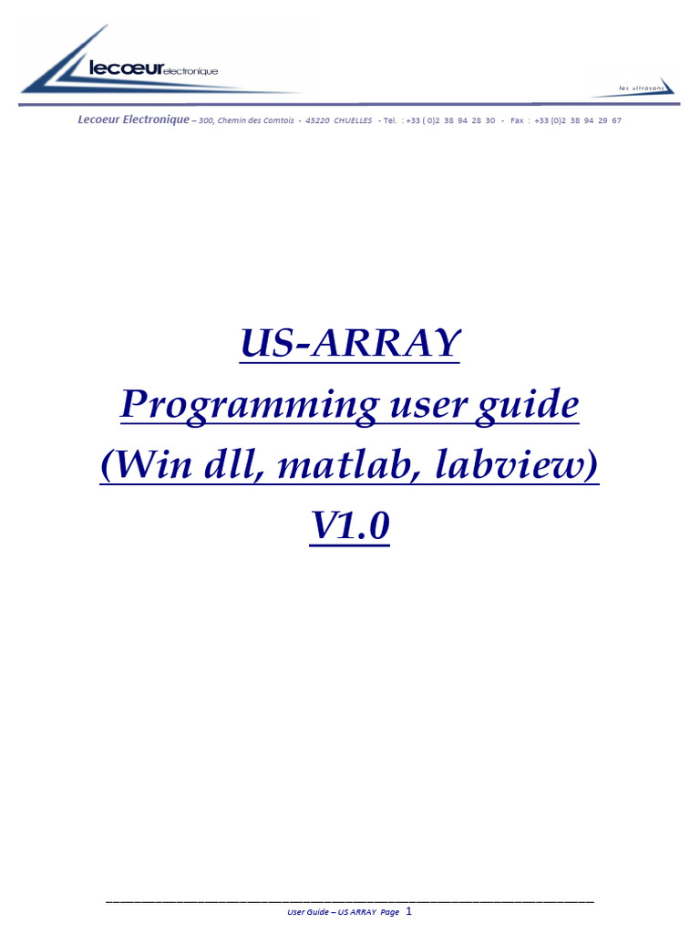 Prog - Manual - Us-Array - Ug - v0 Lecour | PDF | Electronics | Computer Engineering