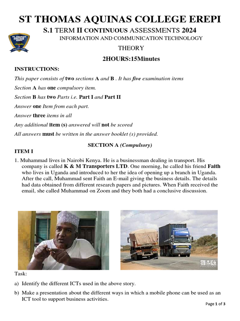 ICT Continuous Assessments 2024 Guide | PDF | Computer File | Educational Technology