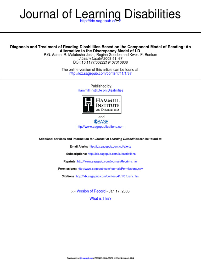 Aaron Et Al., 2008 | PDF | Reading Comprehension | Standard Deviation
