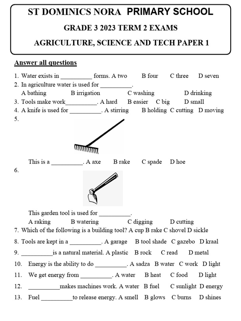Grade 3 Agric, Scie & Tech P 1 | PDF | Crops | Plantation