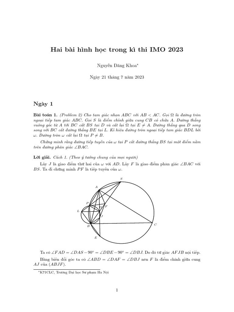 Hai bài hình IMO 2023 | PDF