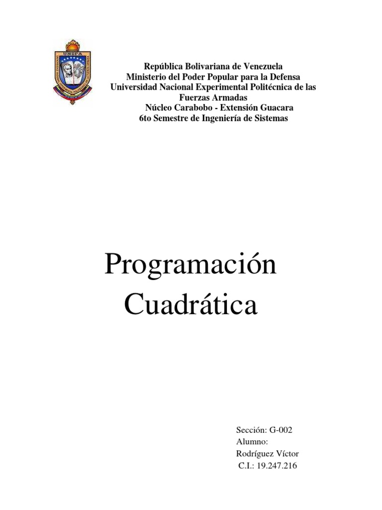Programacion Cuadratica! | PDF | Optimización Matemática | Enseñanza de ...