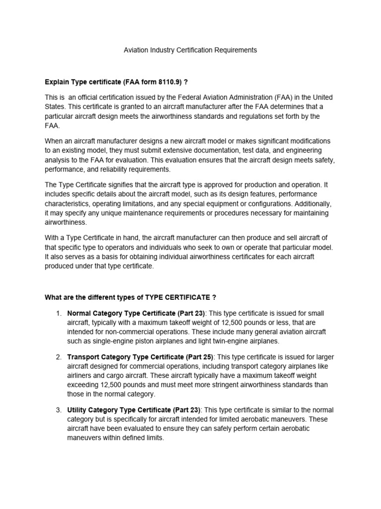 Aviation Industry Certification Requirements | PDF | Federal Aviation Administration | Aeronautics