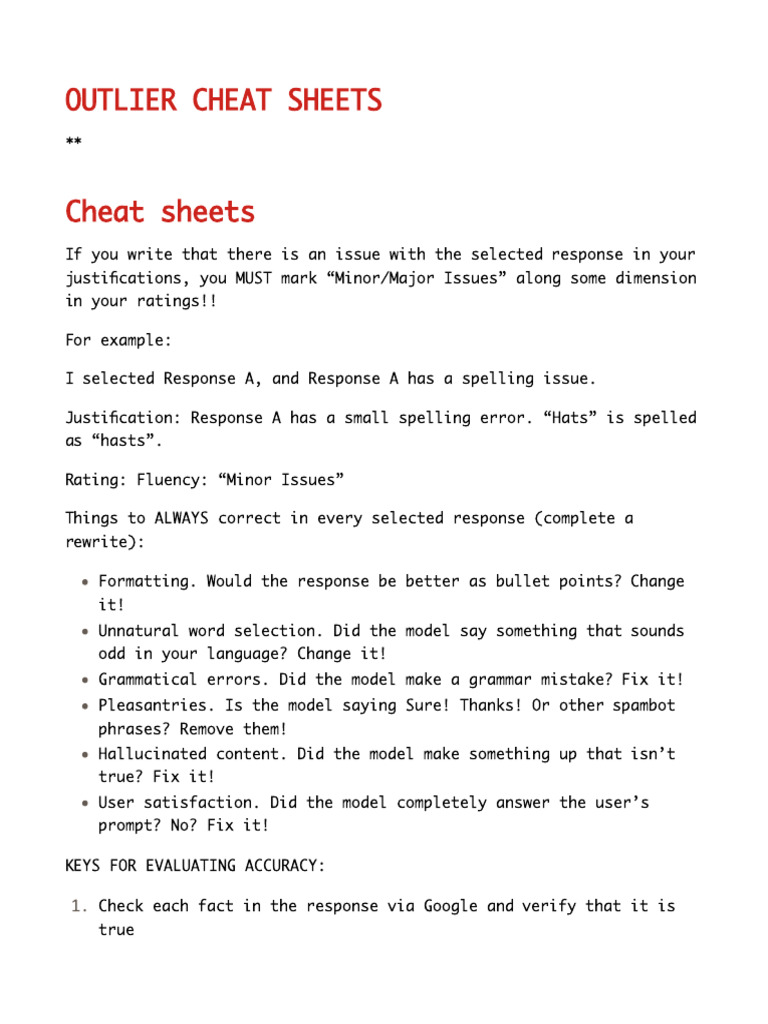 Outlier Cheat Sheets | PDF | Mathematics | Reason