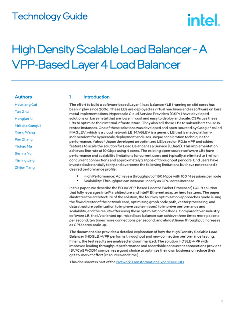 High Density Scalable Load Balancer VPP Based Layer4 Technology Guide 793188v1 | PDF | Load ...