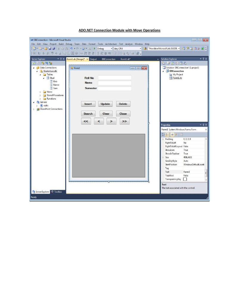 ADONETConnection Module With Move Operation | PDF | Software | Computer Science