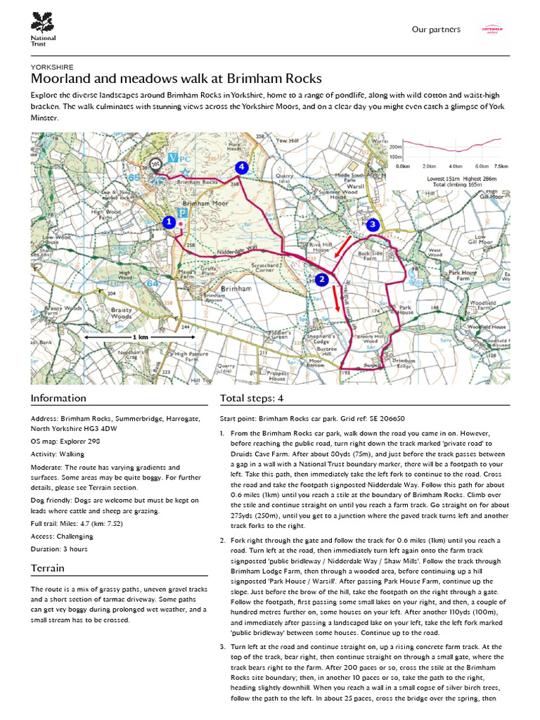 Moorland and Meadows Walk at Brimham Rocks Walking | PDF | Road