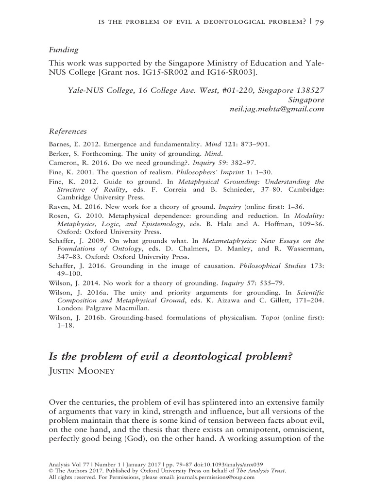 Mooney - Problem of Evil Deontological | PDF | Problem Of Evil | Faith