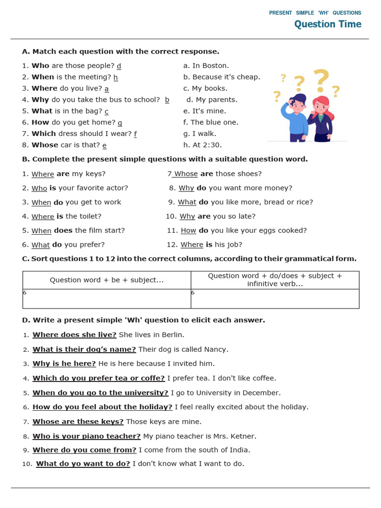 Present Simple 'Wh' Questions Guide | PDF | Language Arts & Discipline