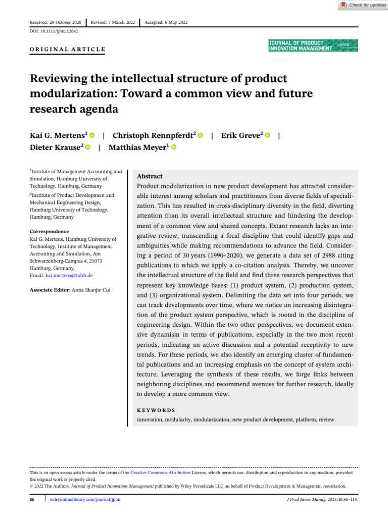 J Of Product Innov Manag 2022 Mertens Reviewing The Intellectual