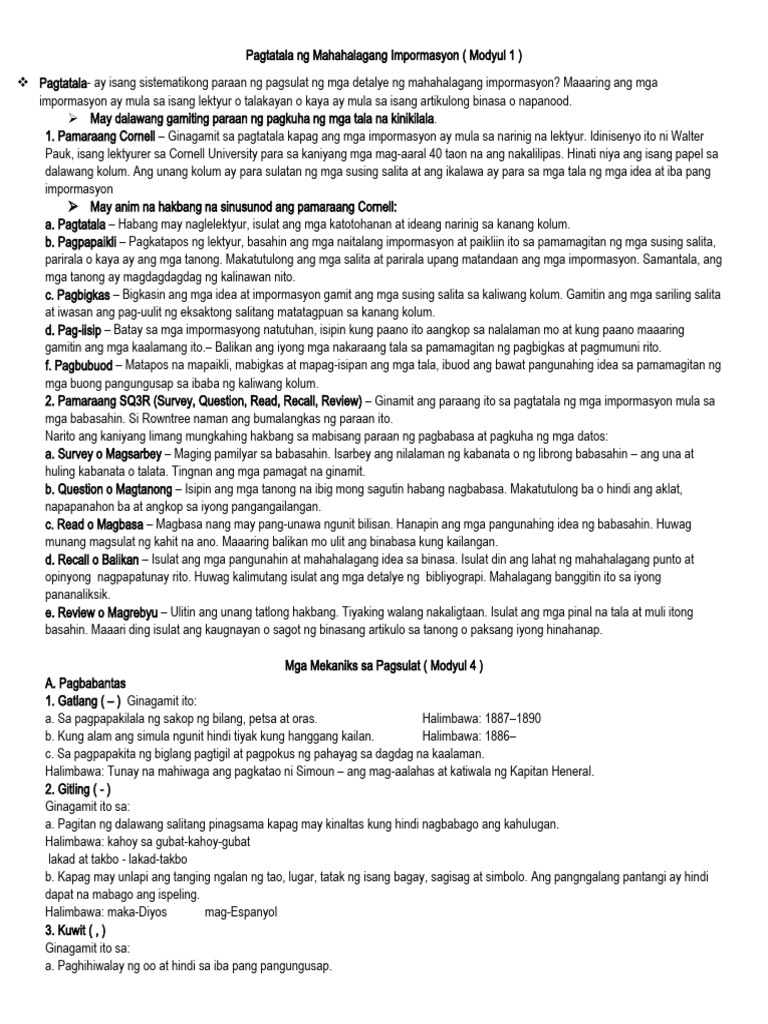 Reviewer Ikaapat Na Markahan Filipino | PDF