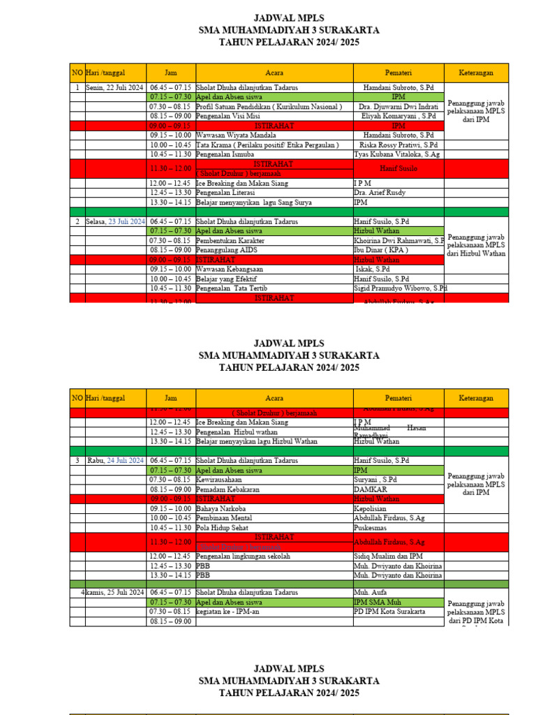 Jadwal Mpls 2024. Revisi | PDF
