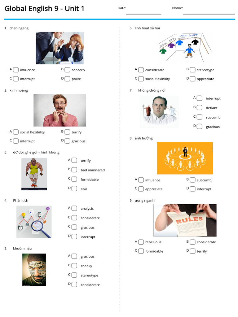 Global English 9 Unit 1 COMBINE | PDF