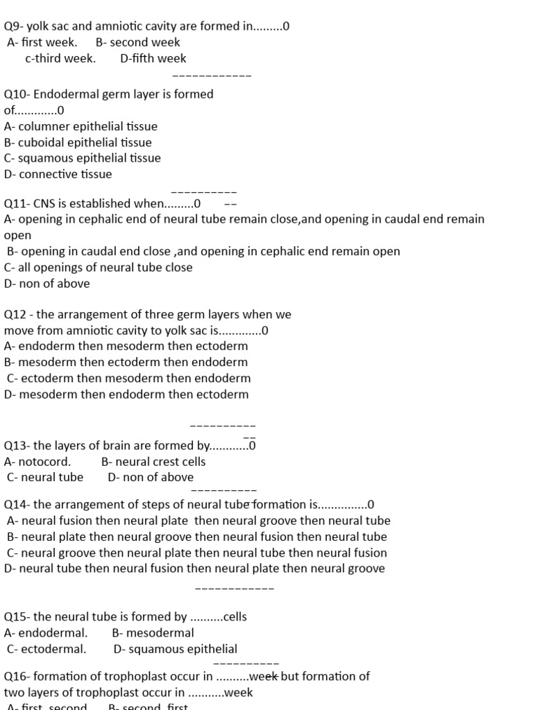 Embryology Question ... 2 | PDF | Anatomy | Reproduction
