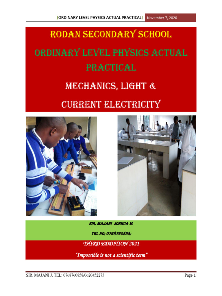 Physics Practical O-Level by Sir. Majani - 070614 | PDF | Pendulum | Weight