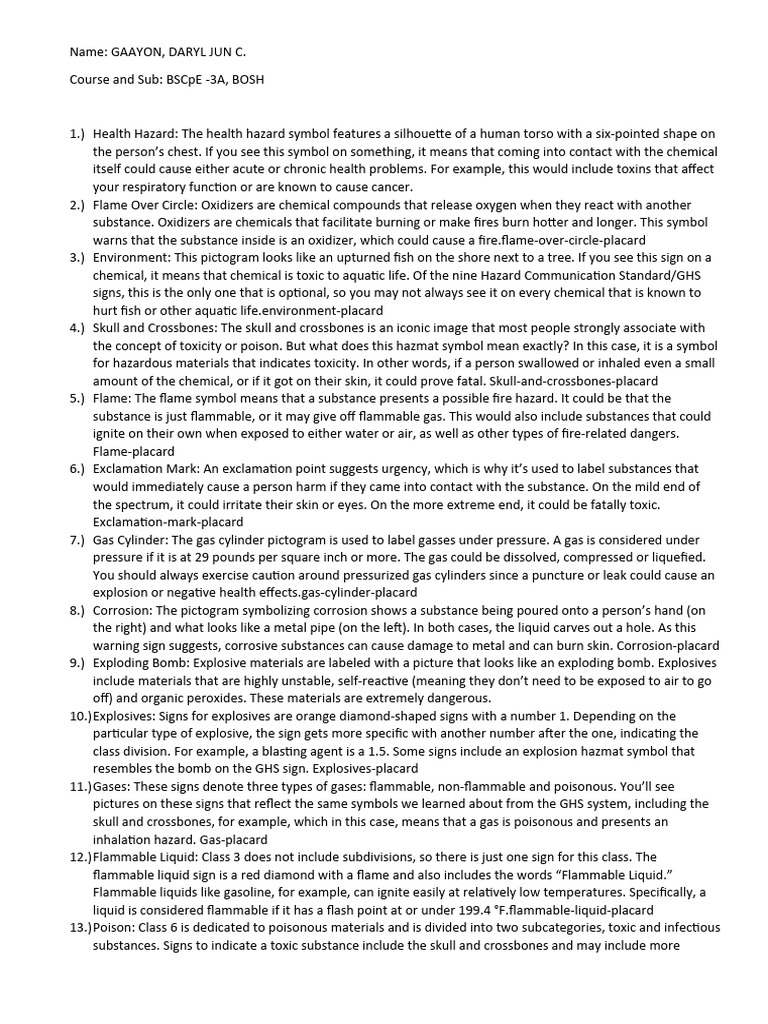 Bosh Activity Hazardous Signage | PDF | Occupational Safety And Health ...