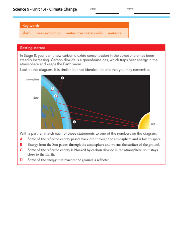 Science 9 Unit 14 Climate Change Complete The Sentence | PDF ...