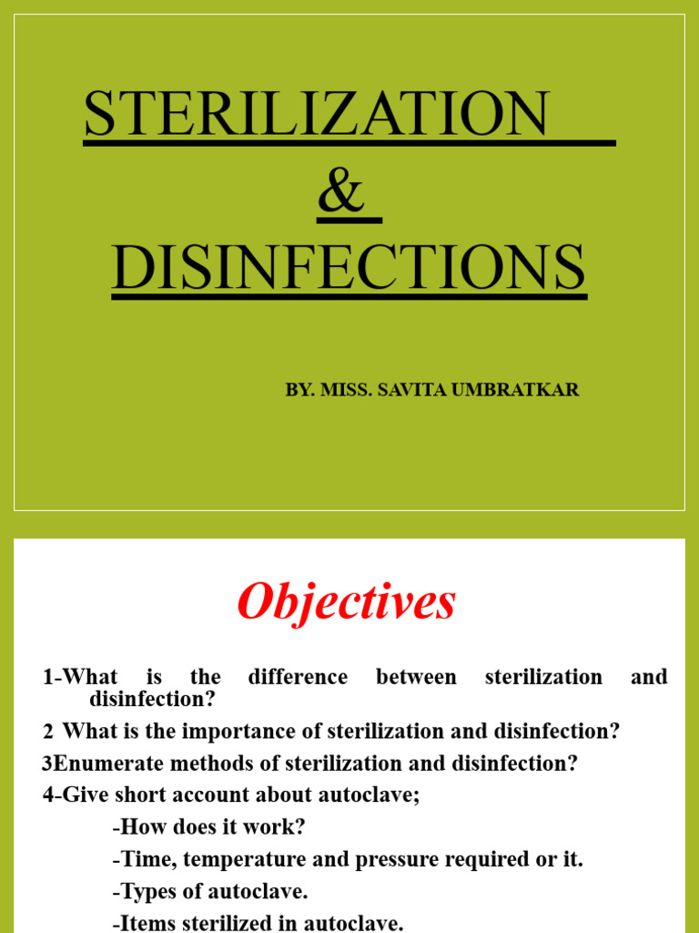 Sterilization, Disinfection & Antisepsis - Section | PDF | Sterilization (Microbiology ...