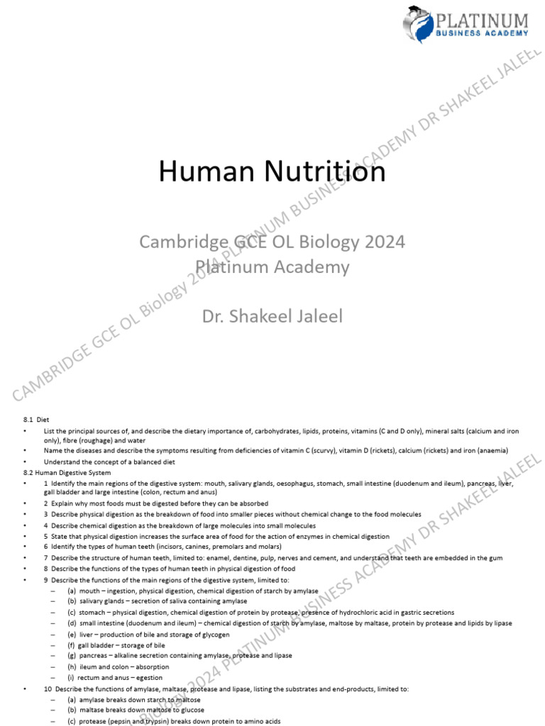 Lecture 5 Human Nutrition Updated | PDF | Digestion | Carbohydrates