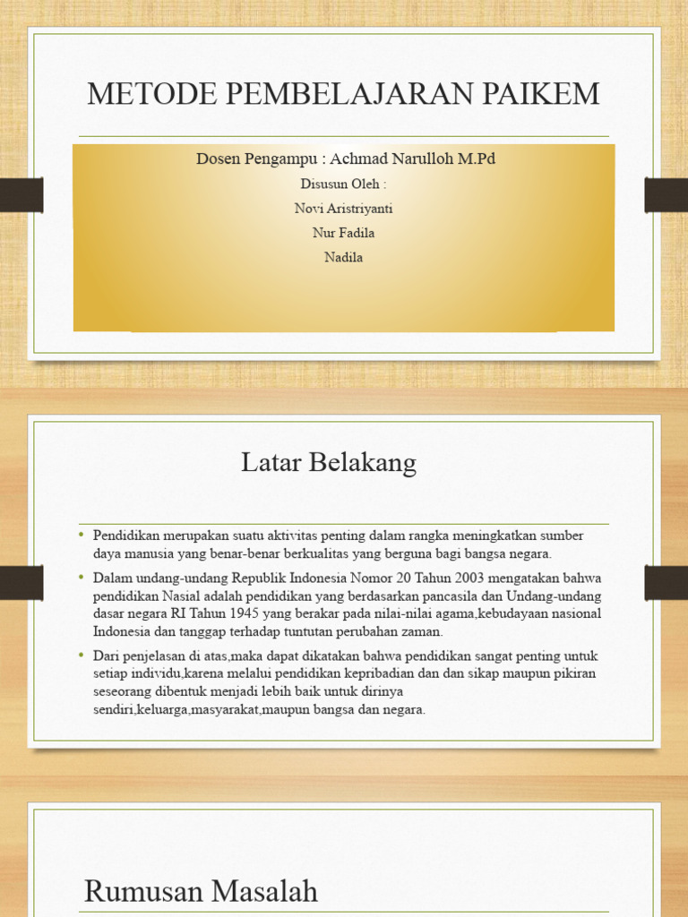 Metode Pembelajaran Paikem | PDF