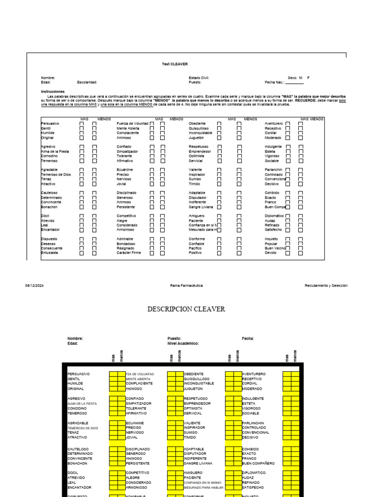 Evaluación de Personal CLEAVER | PDF