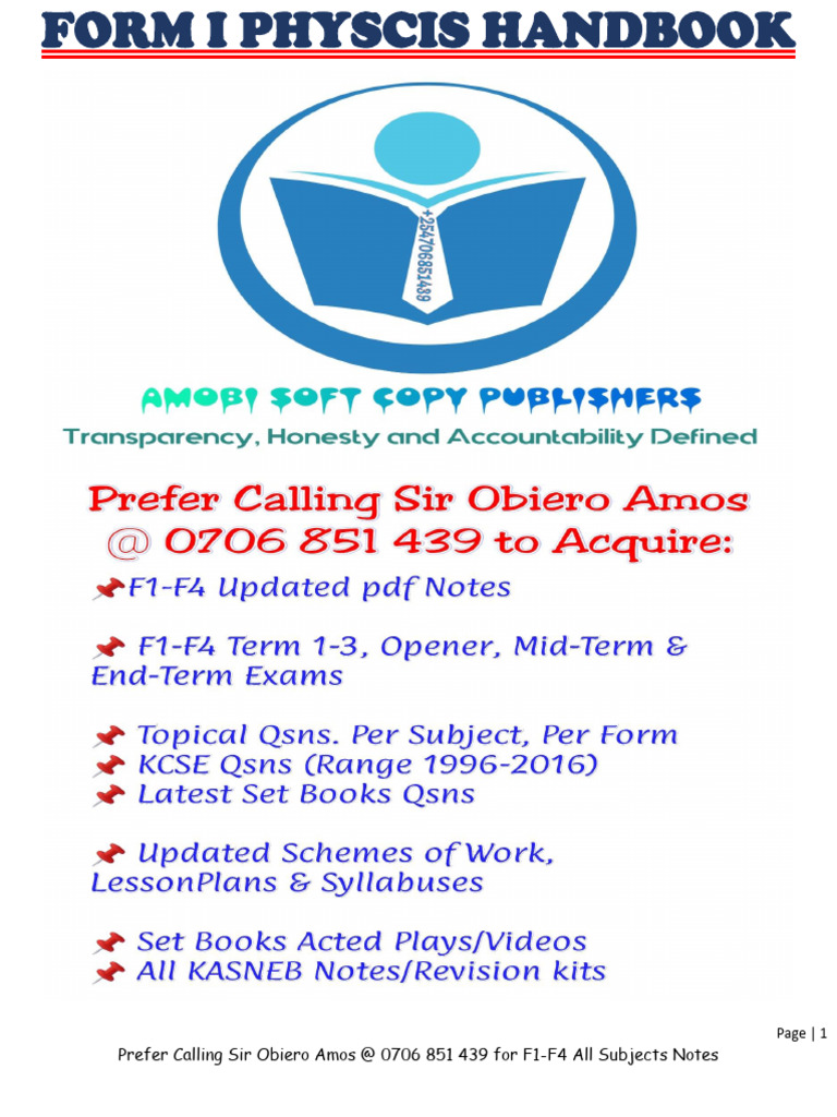 f1 Phy Handbook Notes | PDF | Area | Density