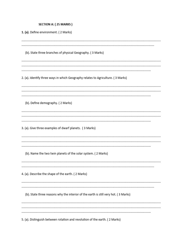 Geography Exam Questions and Answers | PDF | Weather | Geography