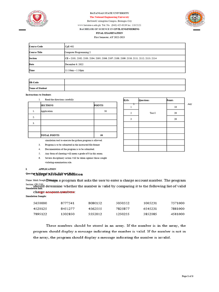 MAGSINO CPE 402 Final Examination | PDF | Computer Engineering ...