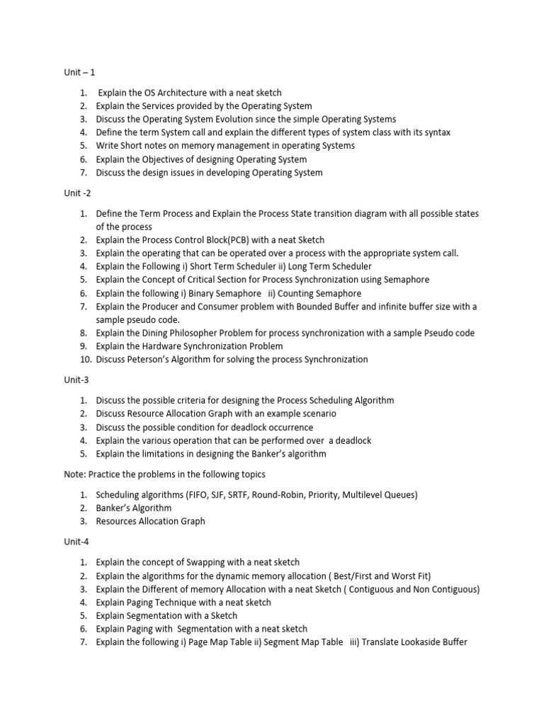 OS TEE Questions | PDF | Scheduling (Computing) | Operating System