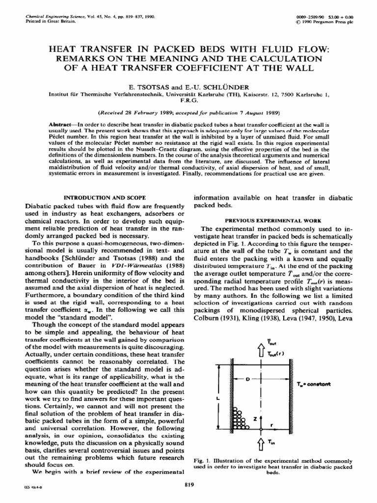 1990 Heat Transfer in Packed Beds With Fluid Flow Remarks On The ...