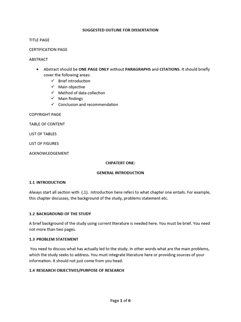 Suggested Outline For Disertation | PDF | Methodology | Quantitative ...