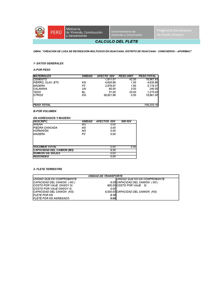 Flete Terrestre OK | PDF | Materiales | edificio