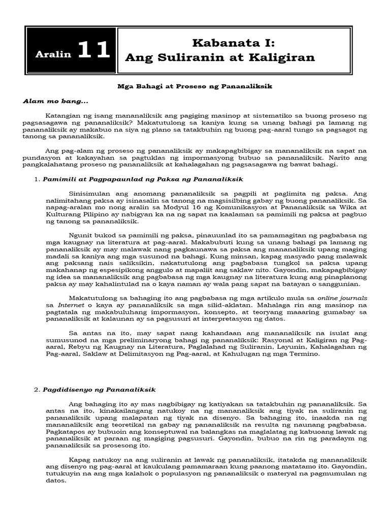 Pagbasa Aralin Module 11 | PDF