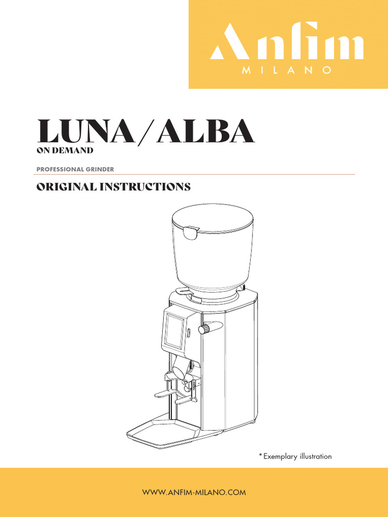 Anfim - Luna+Alba - Espresso - Grinder - Origtinal Instruction - Manual - EN - WEB - 0 | PDF ...