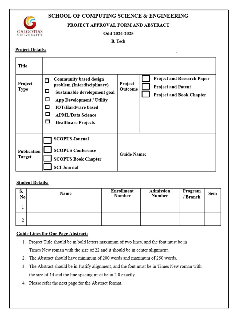 Project Approval Form Fall 2024-25 B Tech | PDF | Machine Learning | Prediction